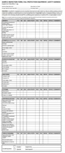Inspection Form, Fall Protection Equipment Safety Harness Inspection ...
