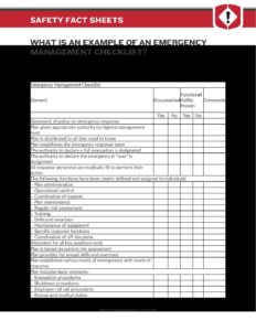Emergency Management Checklist – BHHC Safety Center