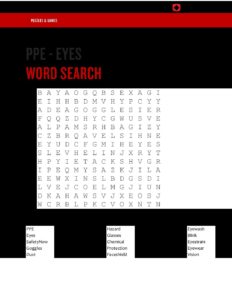 PPE – Eyes – Word Search – BHHC Safety Center