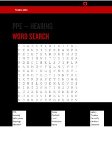 PPE – Hearing – Word Search – BHHC Safety Center
