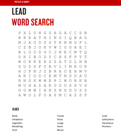Lead – Word Search – SafetyNow ILT