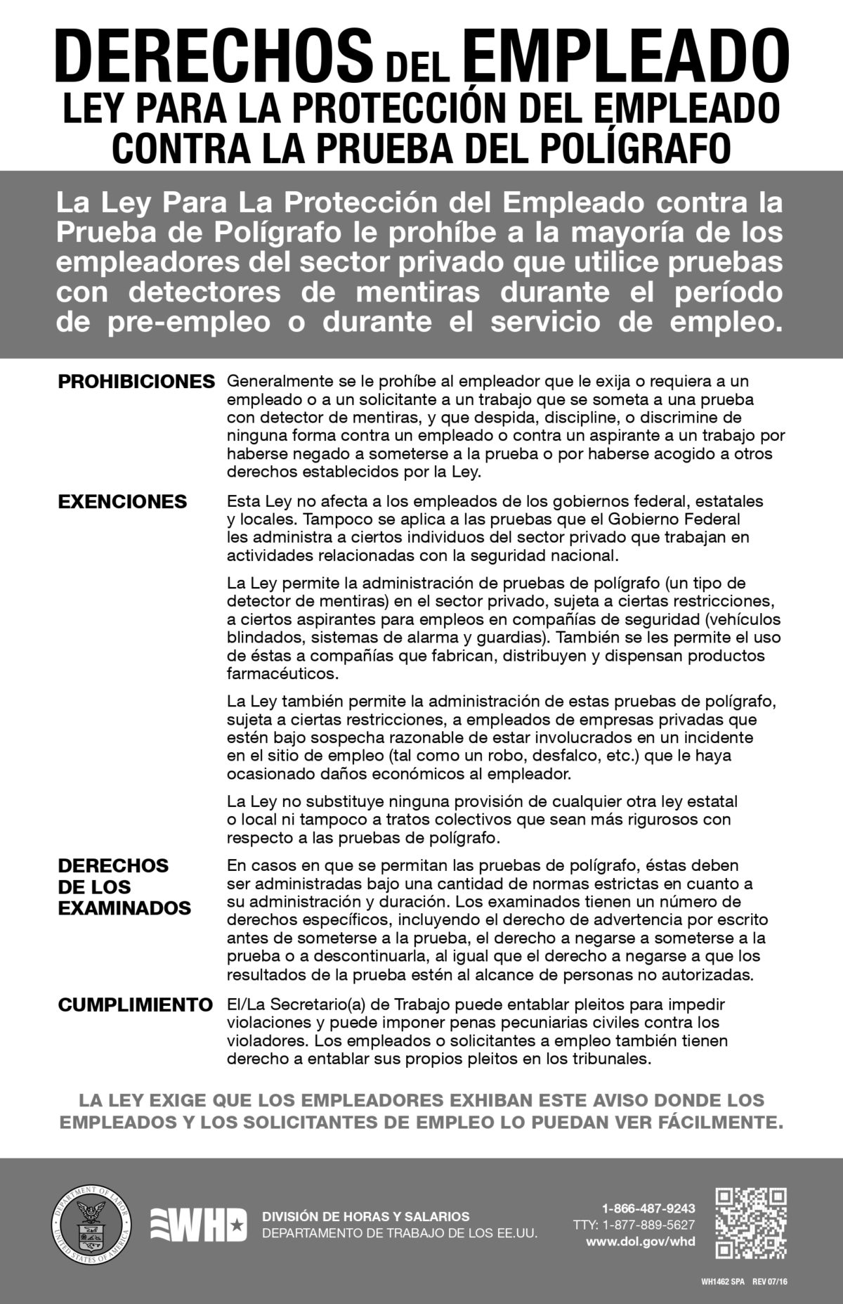 Law For the Protection of the Employee Against Polygraph Testing Poster ...