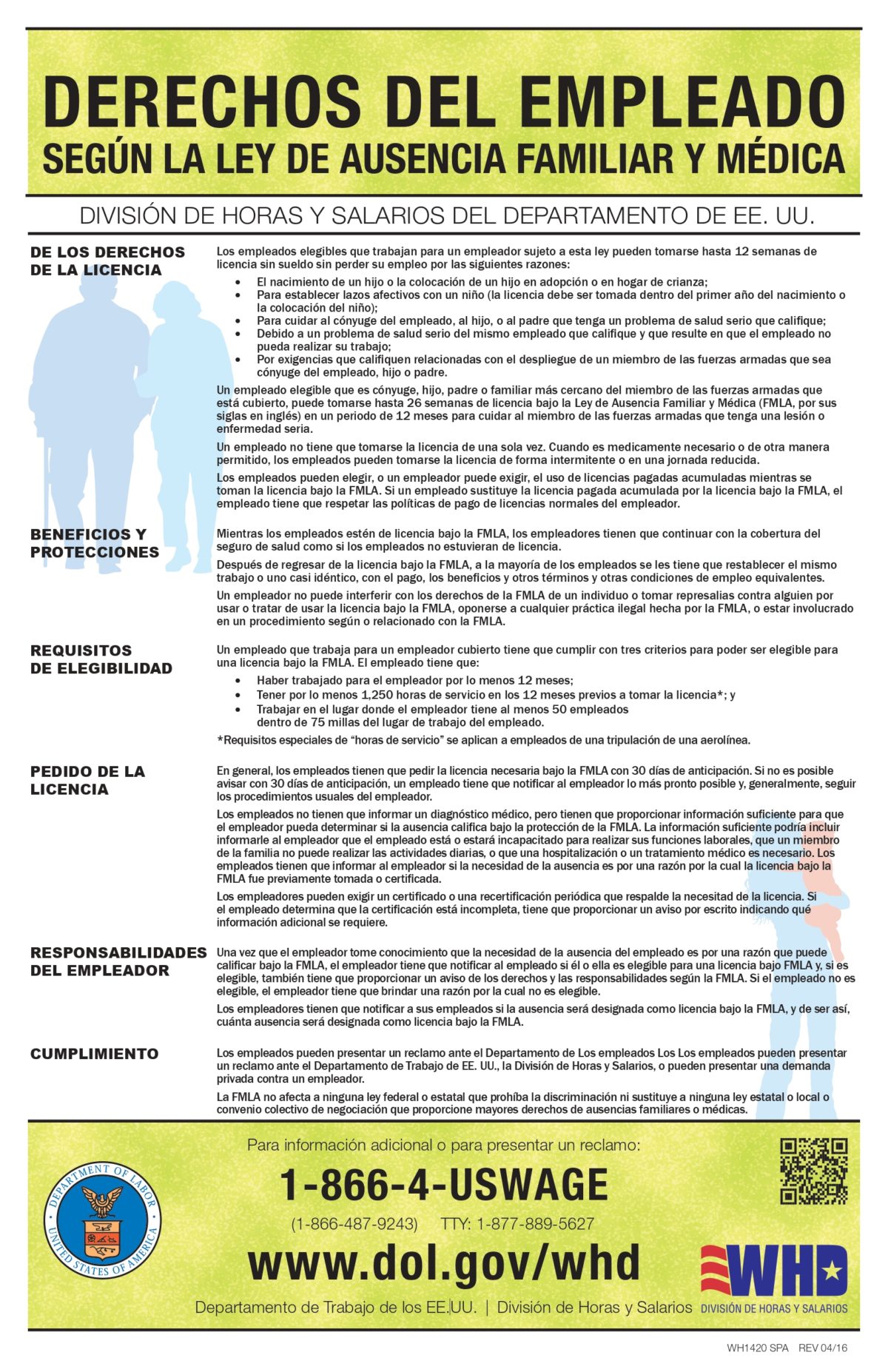 Employee Rights Under the Family and Medical Leave Act Poster – Spanish ...