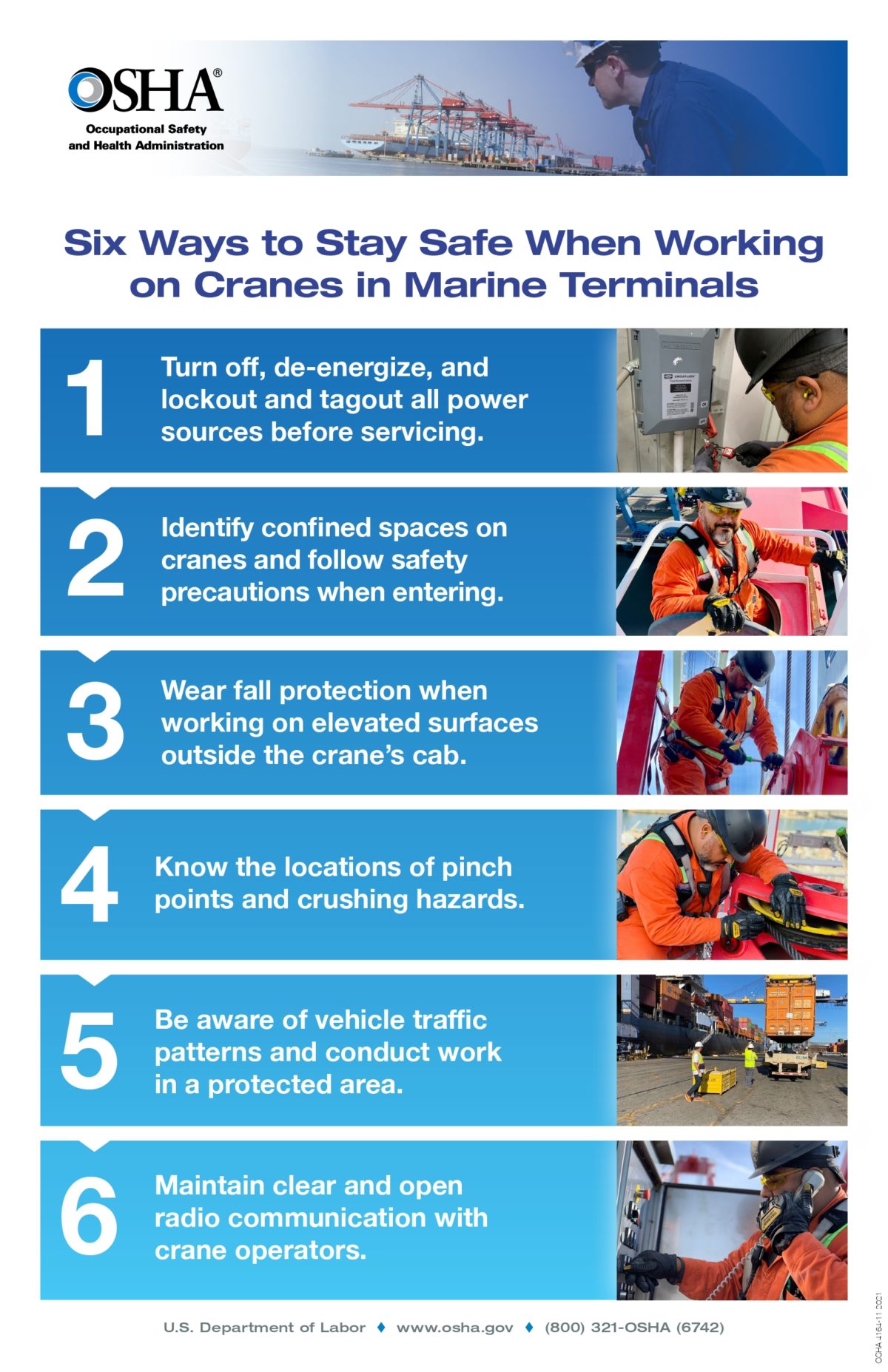 Six Ways to Stay Safe When Working on Cranes in Marine Terminals Poster ...