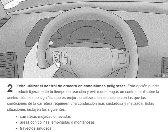Cruise Control Driving Infographic – Spanish – SafetyNow ILT